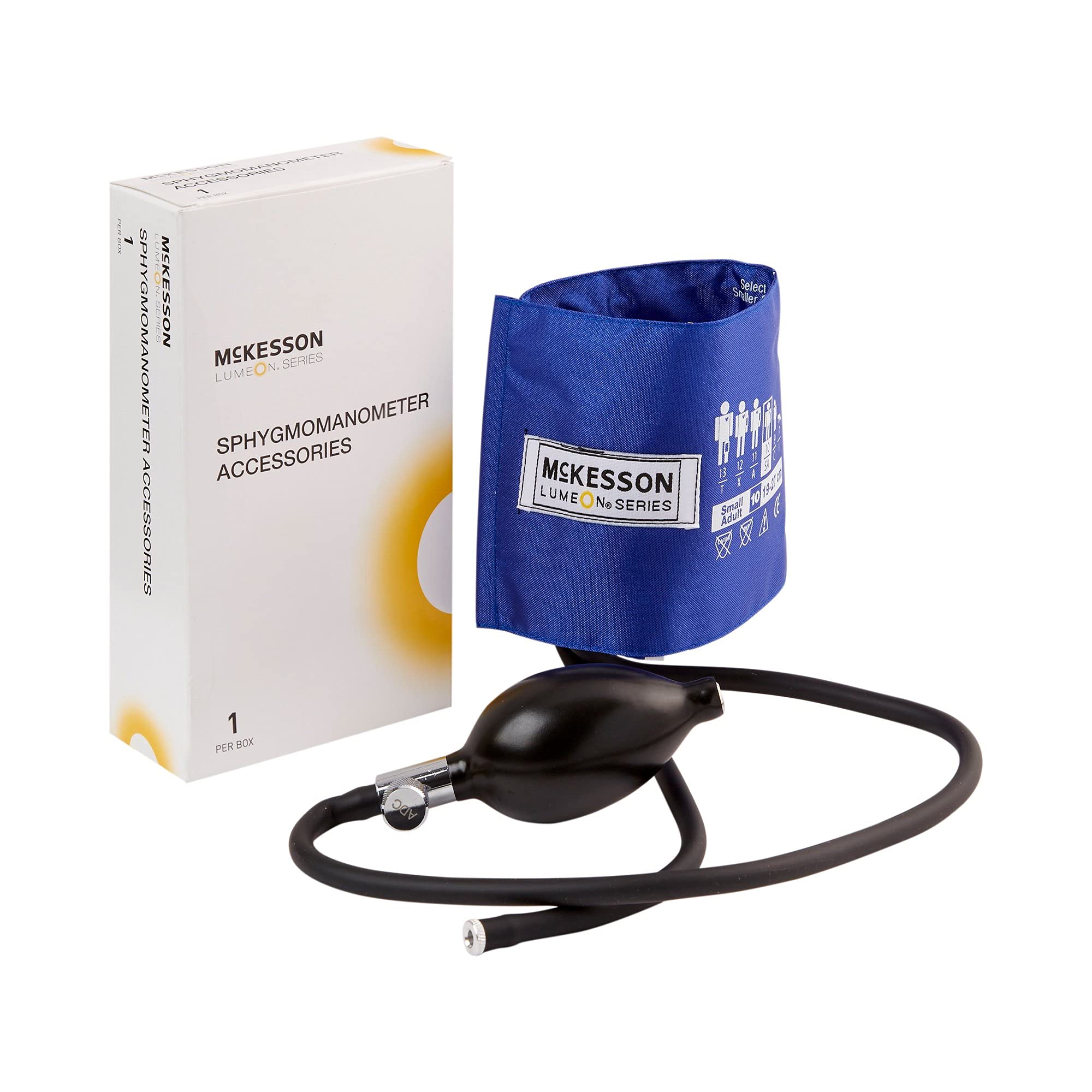 McKesson LUMEON Blood Pressure Cuff and Bulb, Royal Blue, Adult Small, 19 cm to 27 cm, 1 Count