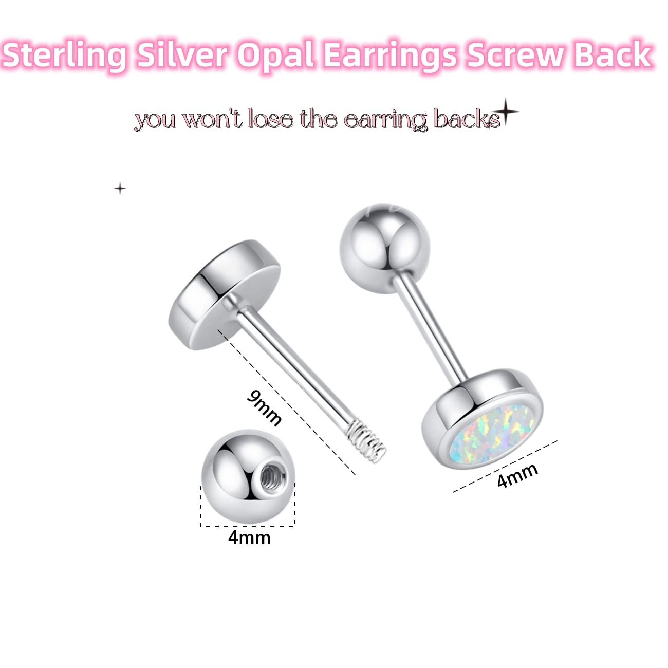 Opal Moonstone Turquoise Screw Back Earrings for Women, moonstone, turquoise