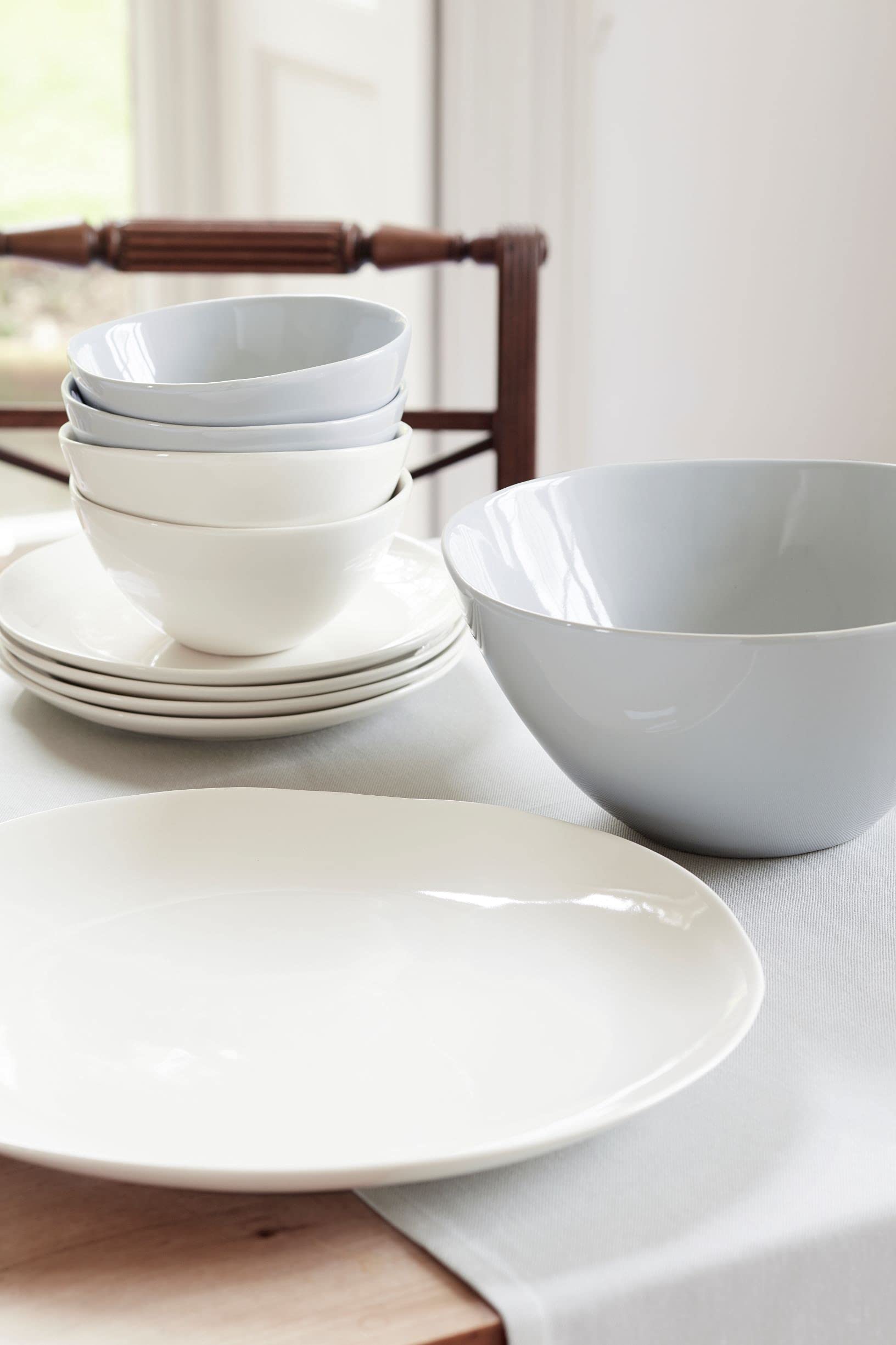 Portmeirion Sophie Conran Arbor Organic Shape Stoneware All Purpose Bowls 6 Inch Set of 4 - Dishwasher & Microwave Safe for Serving Cereal, Soup, Salad, Rice, Snacks & More (Creamy White)