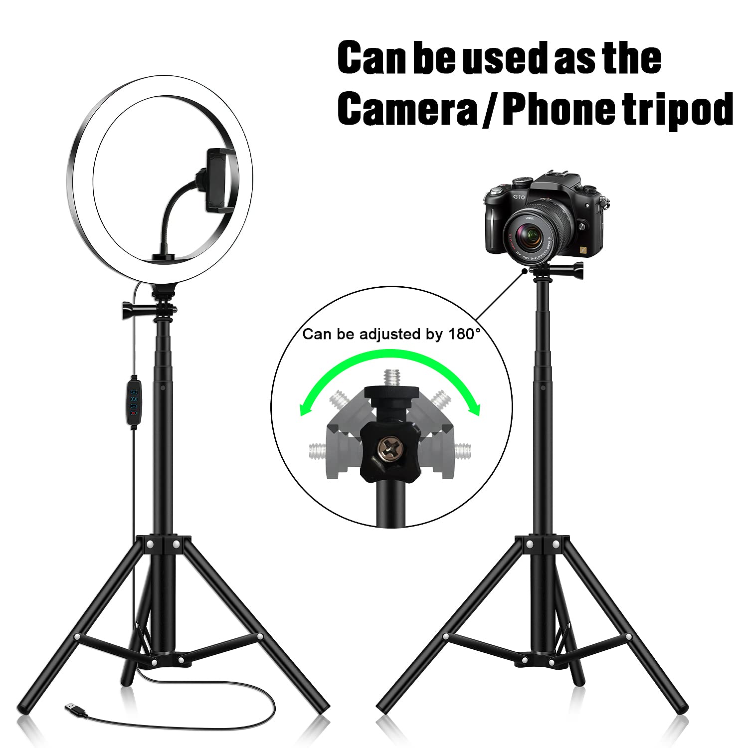 LED Ring Light with Tablet Tripod Stand Kit - 10'' Circle Ringlight with Cell Phone Holeder & Photo Selfie Remote for Tiktok YouTube Video Recording Zoom Meeting Makeup Lighting for iPad iPhone Laptop