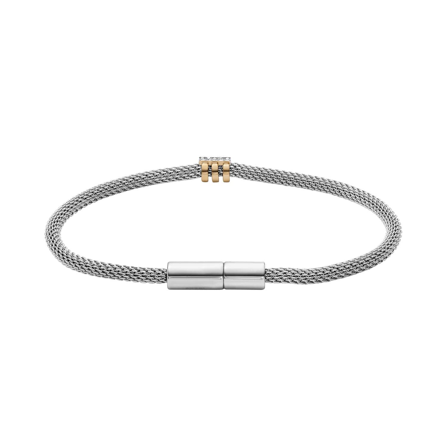 Skagen Women's Kariana Silver Tone Bracelet With Crystal Accents, Silver Steel Mesh