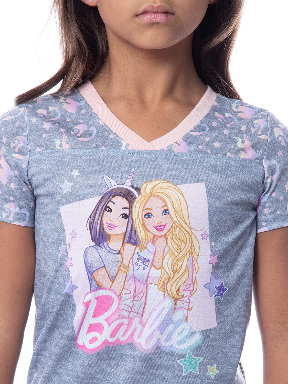 INTIMO Barbie Girls' Unicorn Barbie Skipper Shirt And Pants Jogger Pajama Set (4/5)
