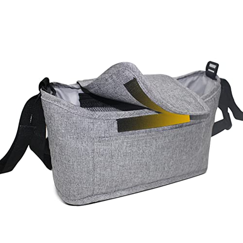 Universal Stroller Organizer,Non-Slip Stroller Caddy Accessories with Insulated Cup Holder,stroller bag organizer for Carrying Diaper, iPhone,Toys & Snacks,Fits Britax, Uppababy,BOB Stroller (Grey)