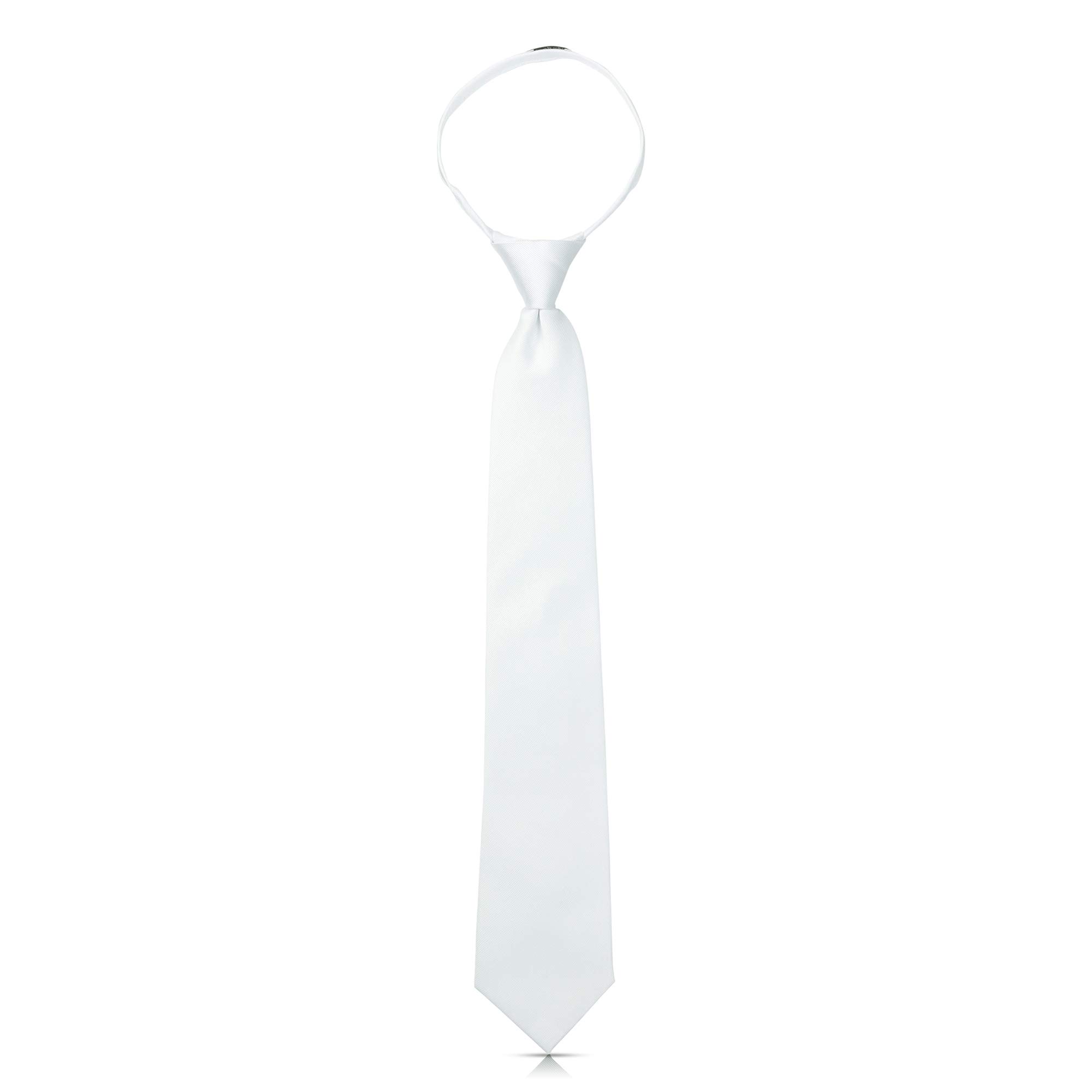 LUTHER PIKE SEATTLE Handmade Mens Pre Tied Zipper Ties For Men Woven Necktie: For Wedding Business Graduation White