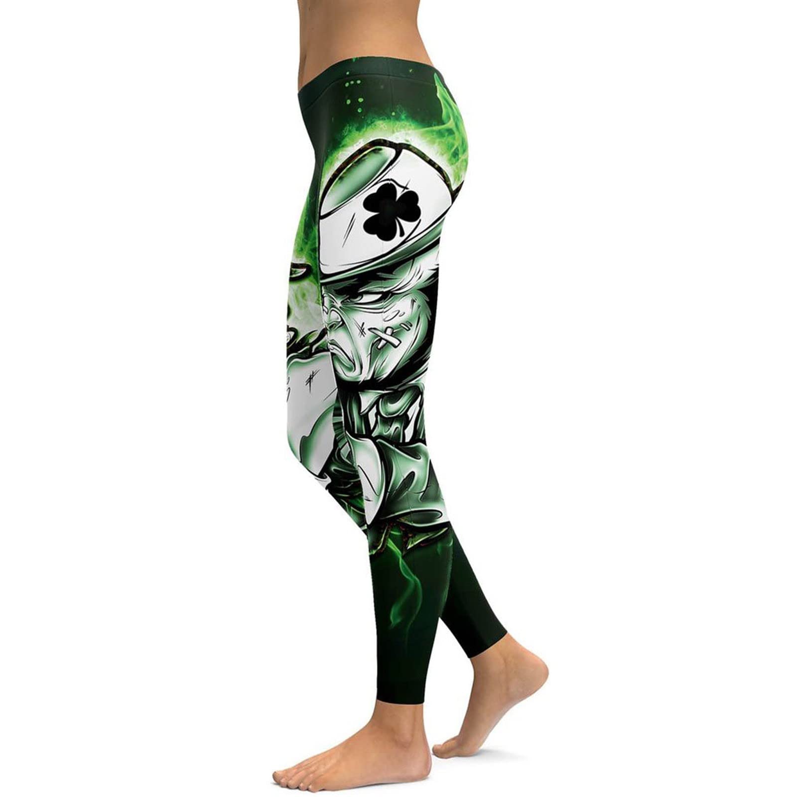 Shamrocks Good Luck Womens Leggings High Waisted St Patricks Day Tummy Control Floral Tights Good Luck Clover