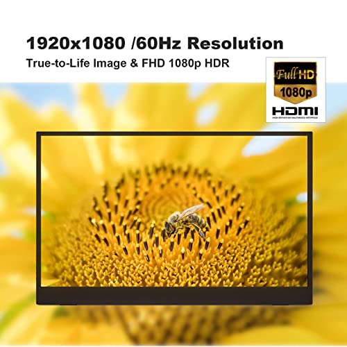 WWJ 15.6 Inch 1080P USB-C Mini HDMI Computer Monitor, Smart Case, Speaker, IPS Computer Monitor