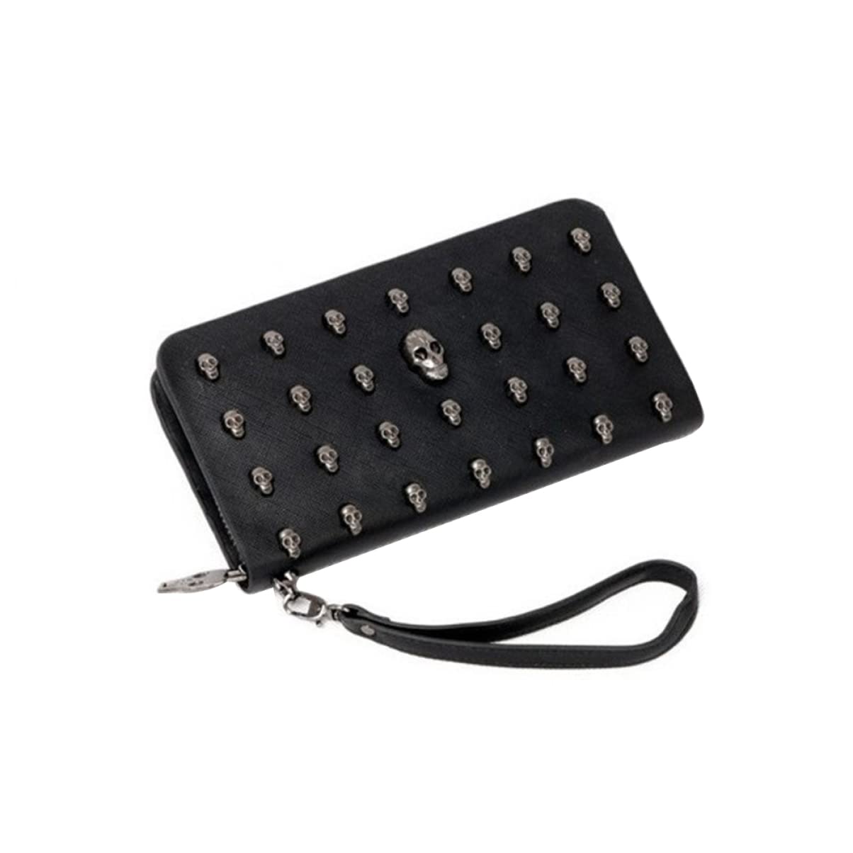 SHERCHPRY 1pc Handbag Medium Skull Purse Lether Cash Punk Pu for with Zippered Gothic Women Phone Clutch Vintage Black Zipper Holder Wristlet Wallets Travel Wallet Long Goth Wallet