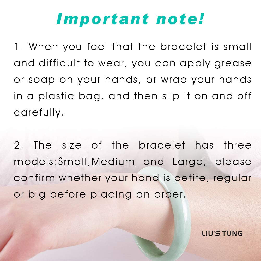 LIU'S TUNG Natural Jade Bangle Bracelet for Women Handcrafted Girls' Jade Jewelry with Gift Box (Medium Size: 60mm-62mm Inner Diameter)