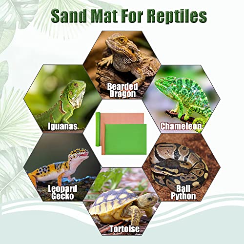 Tfwadmx 2 Pack Reversible Reptile Carpet, 39ββ x 20ββ Terrarium Bedding Substrate Liner Lizard Soft Mats Reptile Cage Mat Supplies and Tongs for Bearded Dragon Tortoise Leopard Gecko Snake