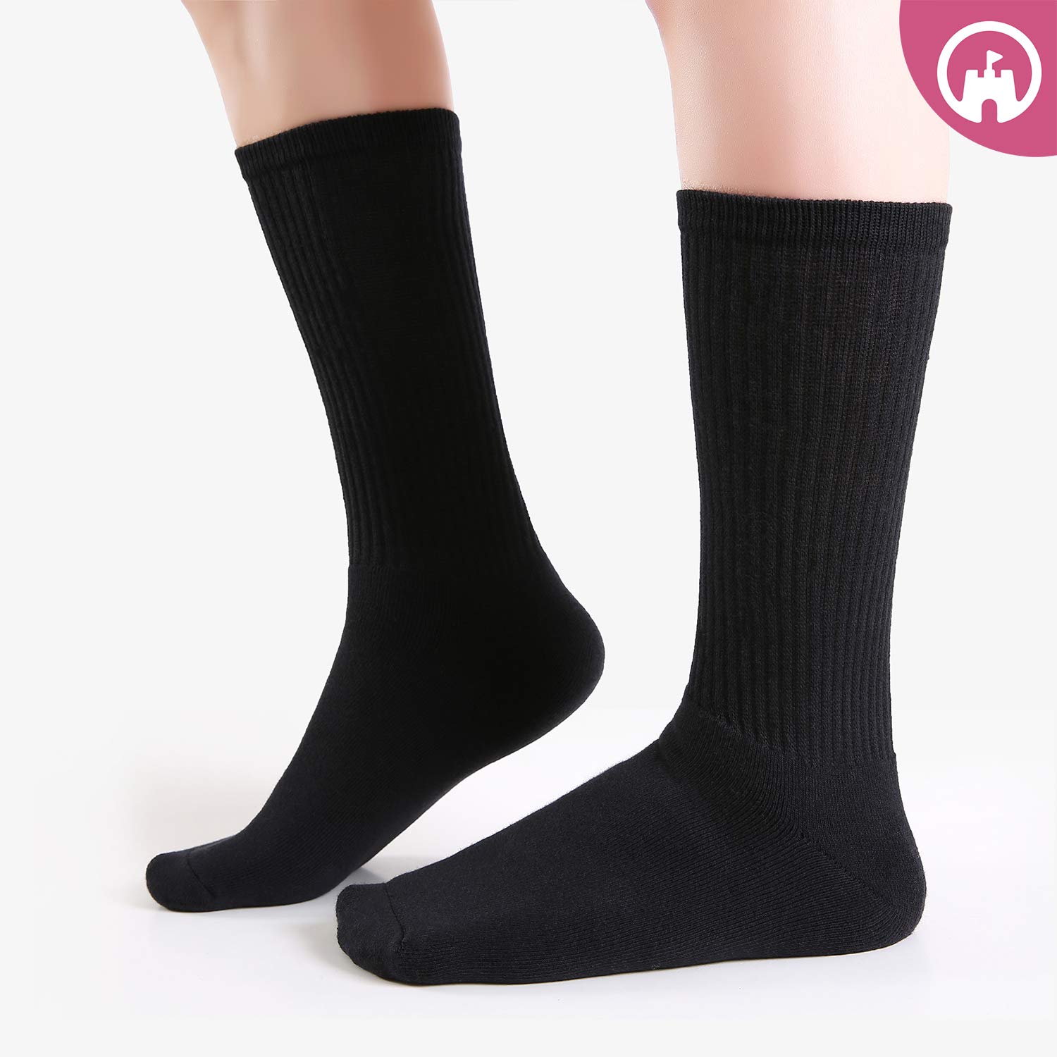 LIMPIDEE Black Socks for Women 6 Pairs Sports Long Cotton Running Socks Warm Performance Calf Womens Crew Socks 8-10