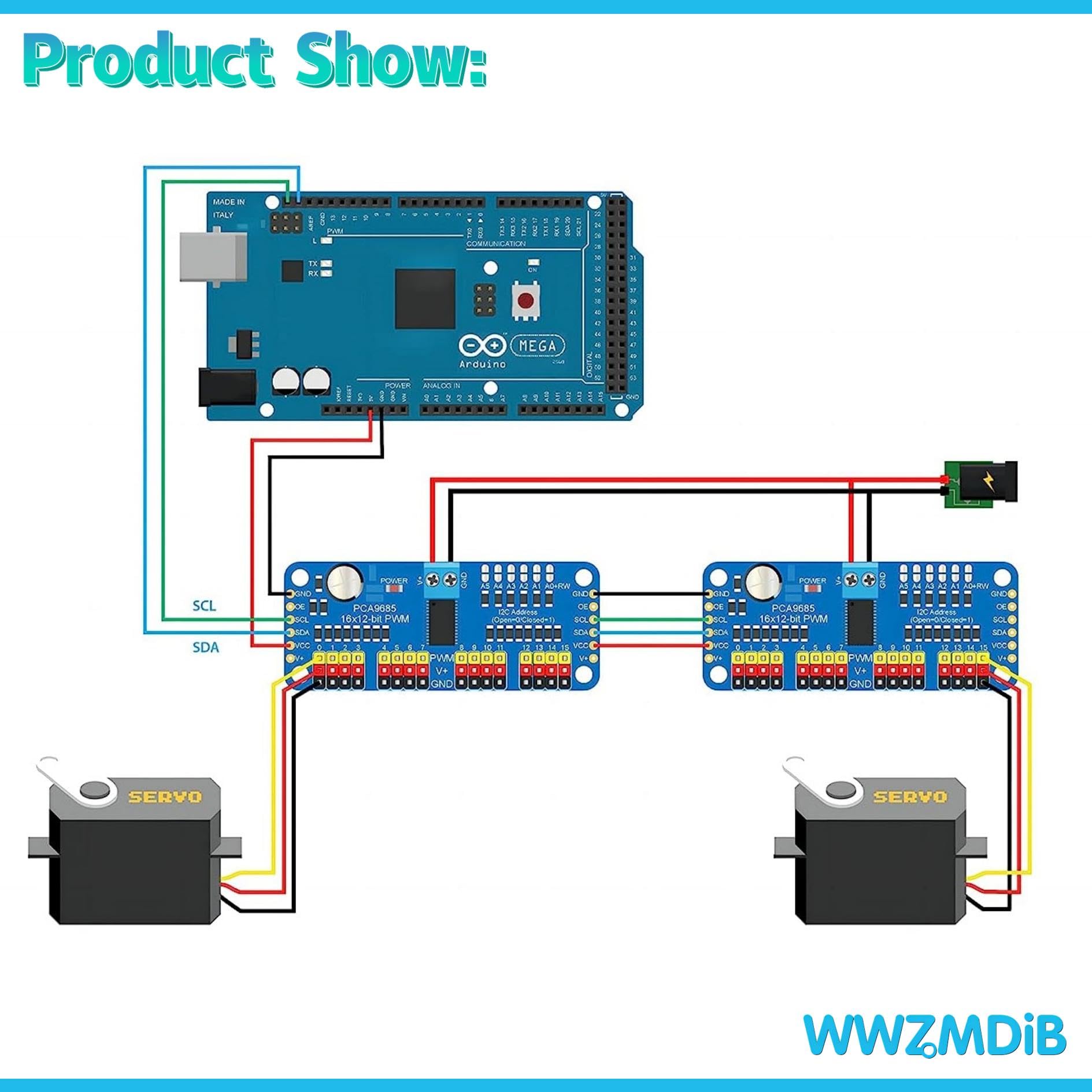 WWZMDiB PCA9685 16 Channel 12 bit PWM Servo Motor Driver I2C IIC Module for Arduino Raspberry Pi Zero/Zero W/Zero WH/2B/3B/3B+ and Robot