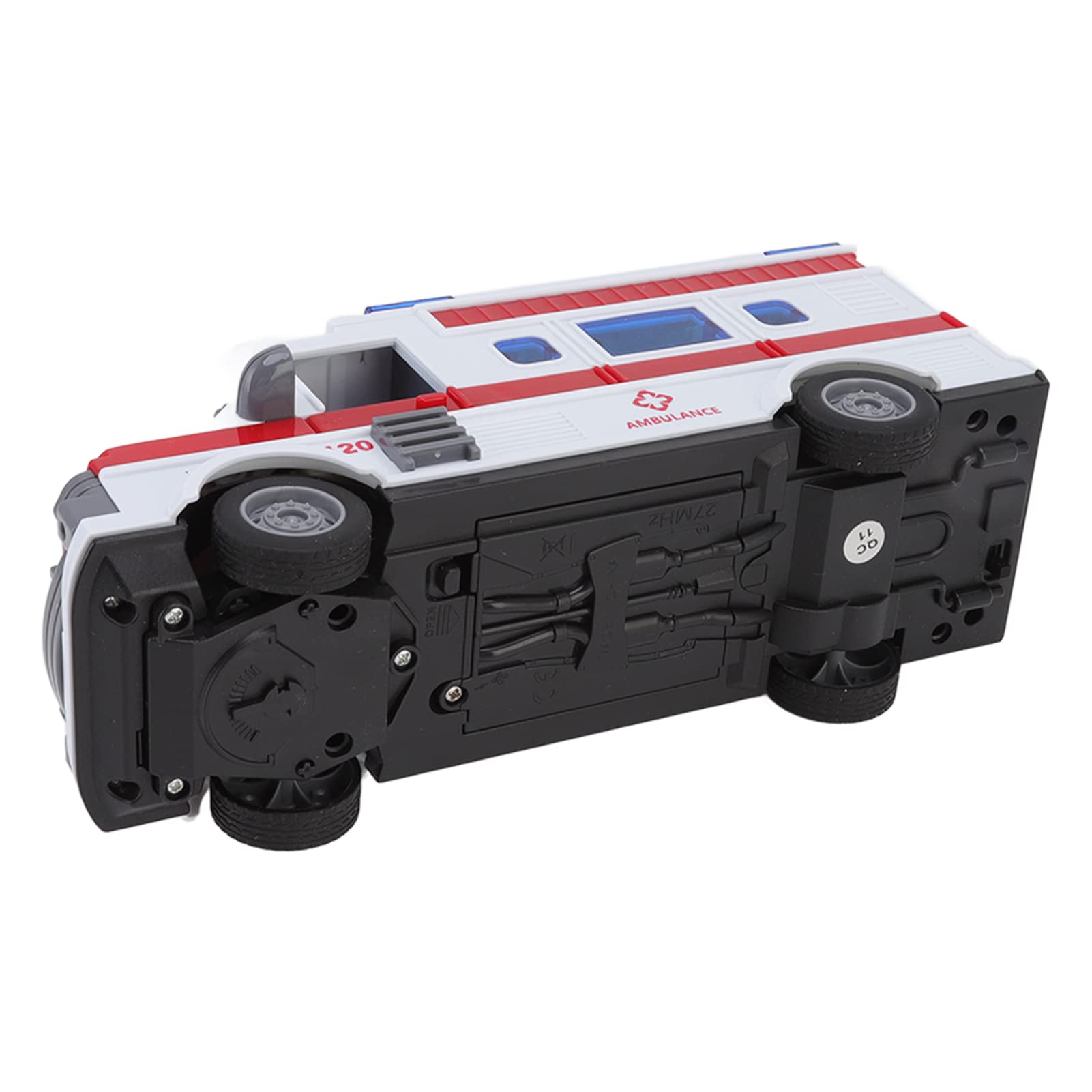 Shanrya Four Way Remote Control Ambulance with Wheel Flexible Light RC Ambulance Toy for Beach Grass Dirt