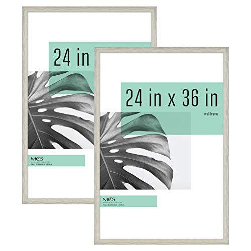 MCS Studio Gallery 24x36 Poster Frame Gray Woodgrain, Vertical & Horizontal Wall Hanging Large Picture Frame for Photos, Posters & Art Prints (2-Pack)