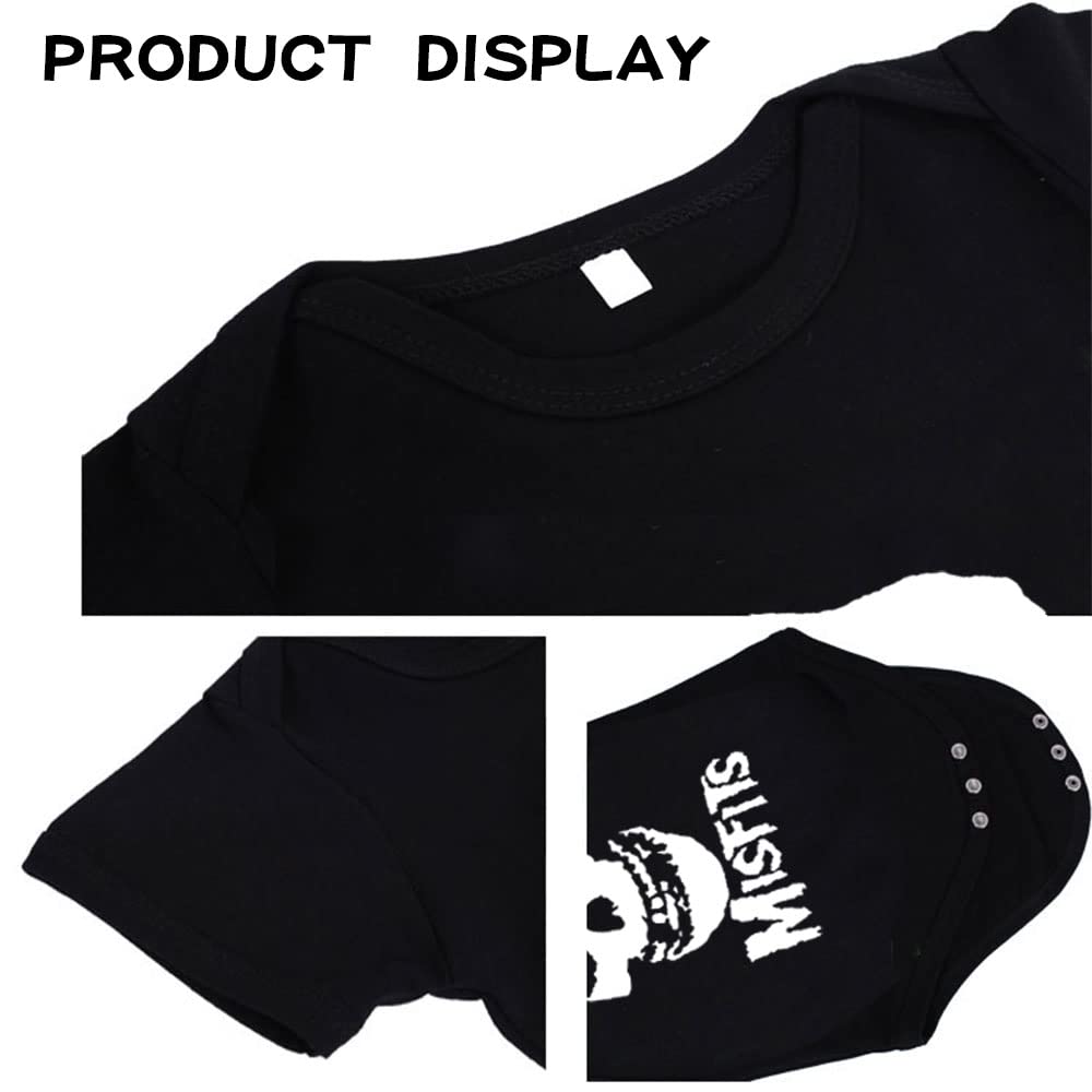 SiYooca Cute Misfits Skull Short Sleeve Onesie Newborn Bodysuit Baby Romper Unisex D-Black, 3 Months