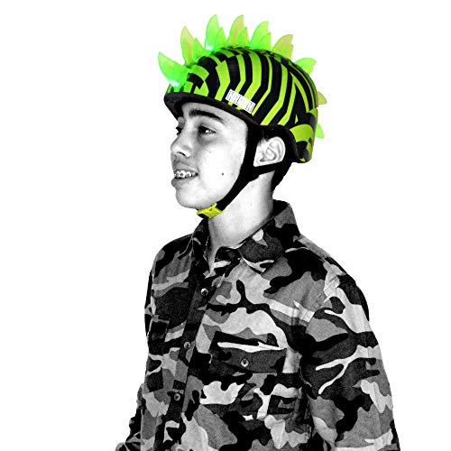 Krash unisex teen Krash Mohawk Bike Youth Helmet, Dazzle Green LED, One Size US