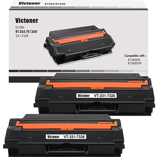 VICTONER Compatible B1260dn B1265dfw Toner Cartridge Replacement for Dell 331-7328 B1260 B1265 for Dell 1260 B126x Printer Ink (Black, 2-Pack)