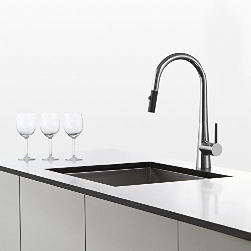KRAUS Pax 22 1/2-inch 16 Gauge Undermount Single Bowl Stainless Steel Kitchen Sink, KHU23, Satin