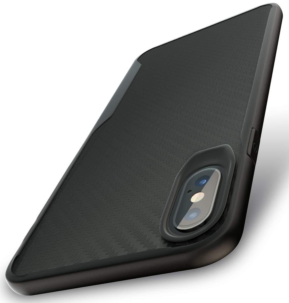 Kitoo Designed for iPhone Xs Max Case, Carbon Fiber Pattern, 10ft. Drop Tested, Wireless Charging - Black