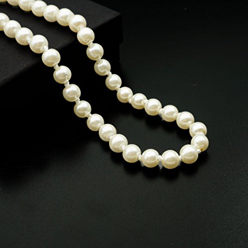 JSEA Be 57'' Length 8mm Simulated Glass Pearl Long Necklace Multi Layer Statement Necklace Women