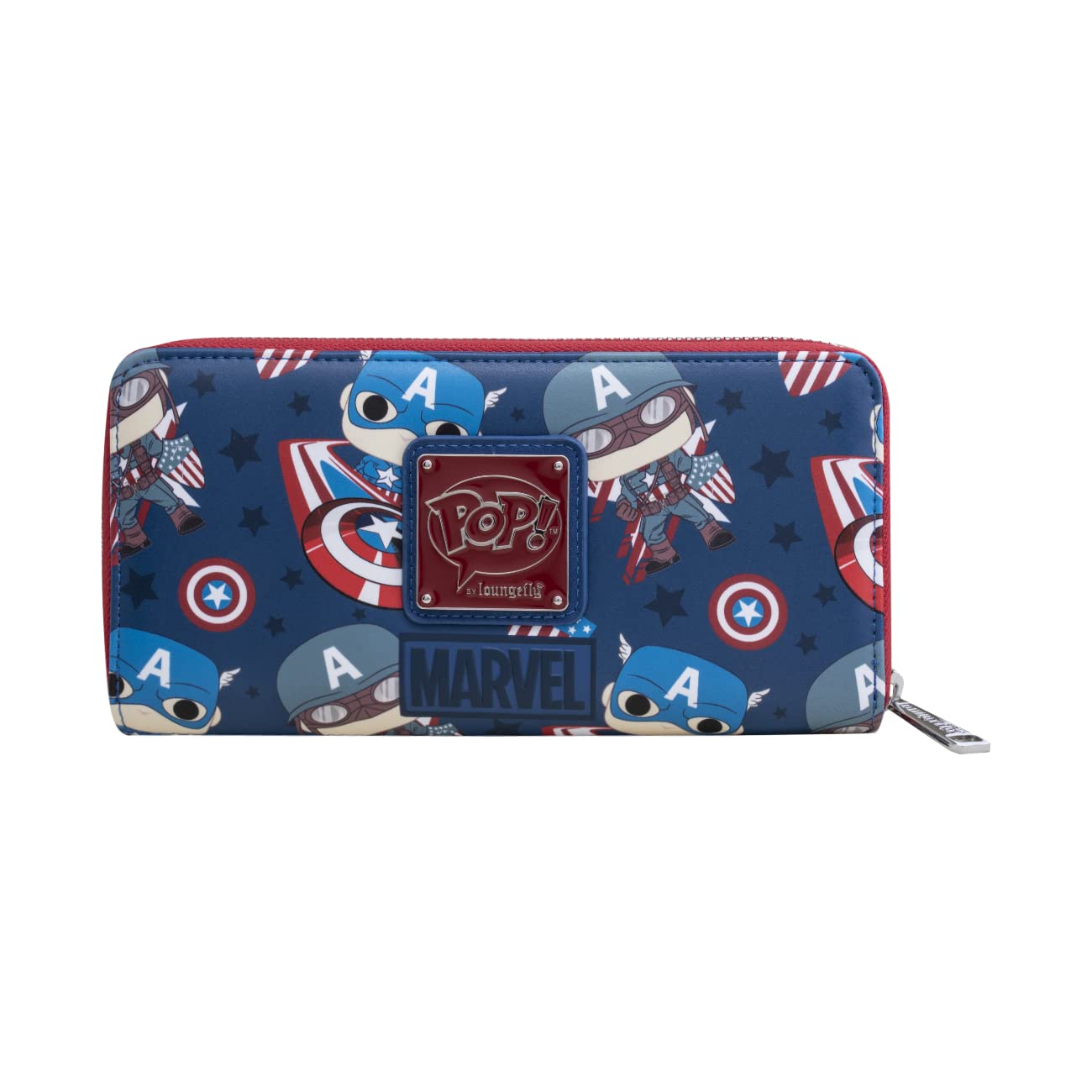 Loungefly: Marvel Avengers - Captain America Zip Around Wallet, Amazon Exclusive,Multicolor,MVWA0155