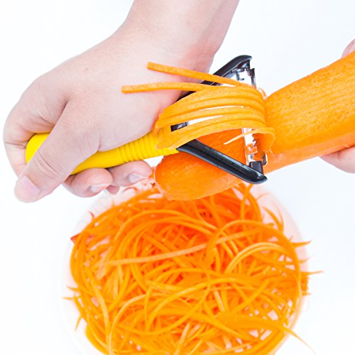 POSHWA Peelers Razor-sharp Vegetable Peeler Set 3 Pieces Fruit Apple Peeler Straight Serrated Stainless Steel-Blade Veggie Tomato Potato Peeler Y Julienne Peeler Slicer Good Grips Ergonomic Handle