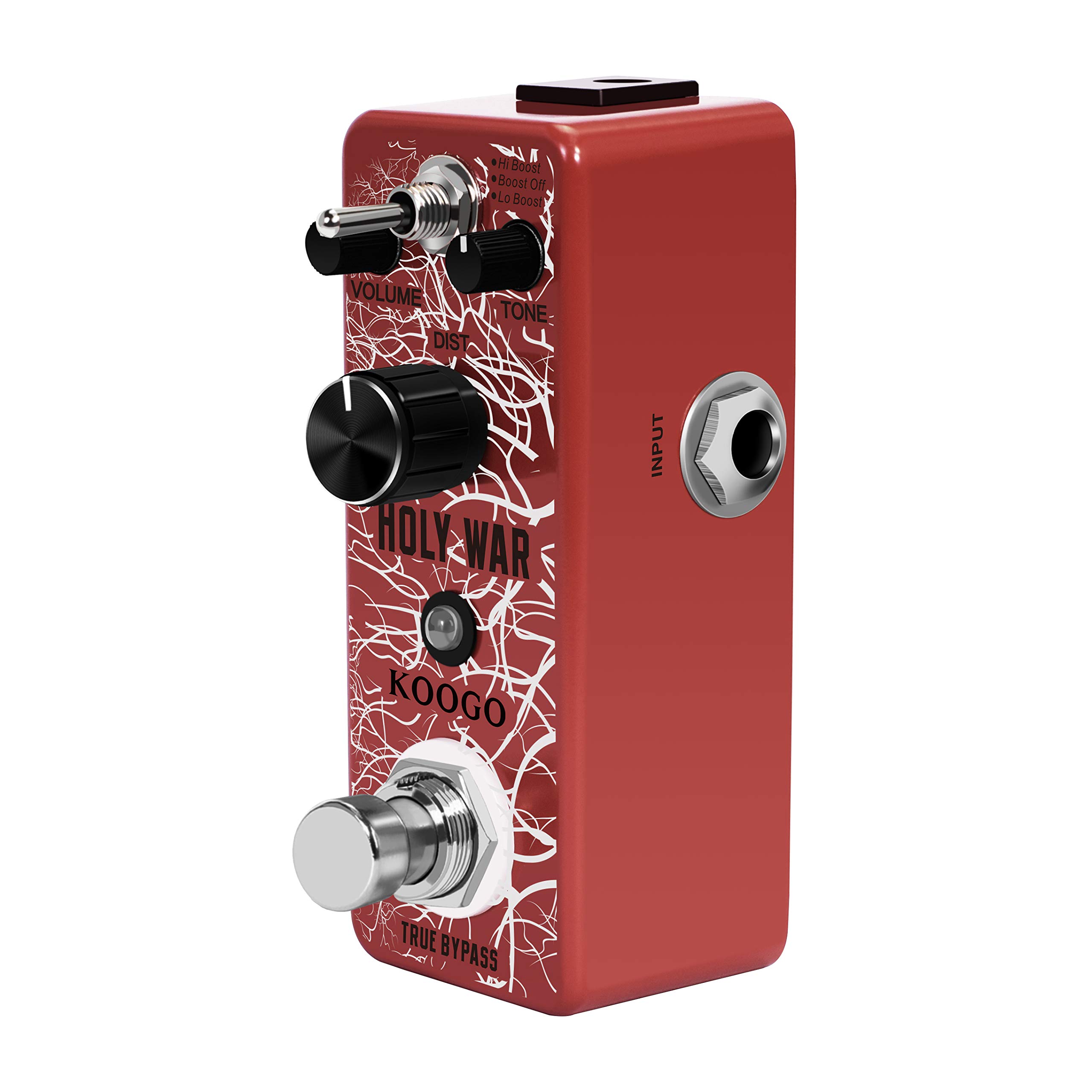 Koogo Heavy Metal Distortion Pedal Holy War Effect Pedals for Electronic Guitar Bass with 3 Modes Hi Boost/Low Boost/Boost Off True Bypass