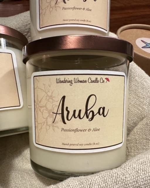 Wandering Woman Candle Company 8 oz Soy Wax Candle (Aruba: Passionflower & Aloe)