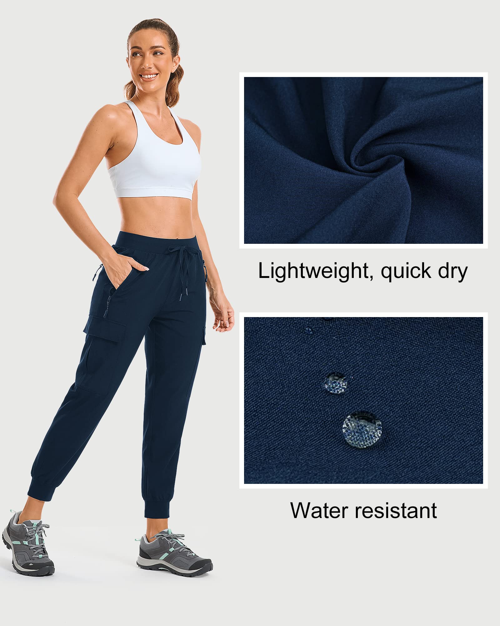 Stelle Womens UPF 50 Lightweight Quick Dry Hiking Cargo Jogger Pants with Zipper Pockets for Outdoor Workout (Navy-26, Small)