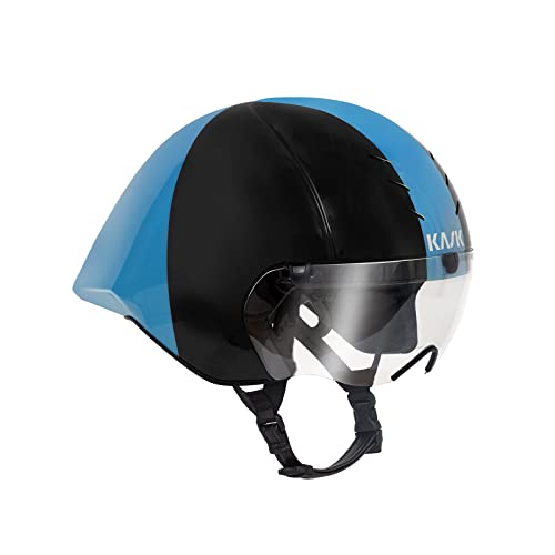 KASK Mistral Bike Helmet I Aerodynamic, Track Cycling, Crono & Triathlon Helmet - Black/Light Blue - Medium