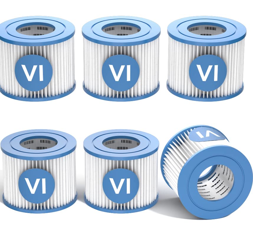 Summer&Kiss Type VI SPA and Hot Tub Filter Cartridge, 6 Pack Reusable Pool Filters Replacement Compatible with Coleman SaluSpa 90352E Filter, Other Inflatable Hot Tub Filter