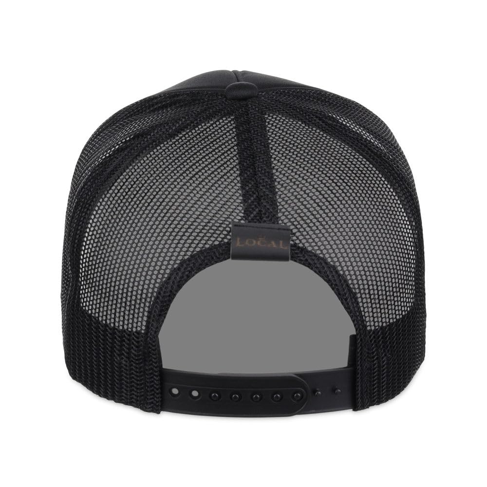 Local Crowns Nevada Blackout Leather State Patch Curved Trucker Adjustable Black Snapback Cap