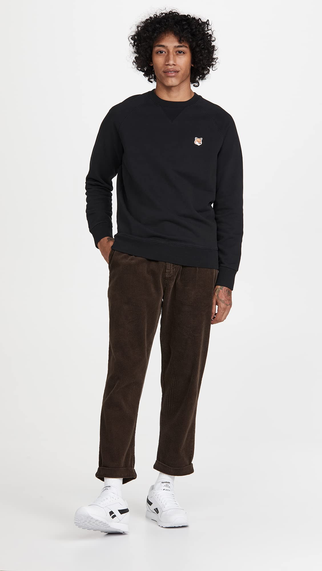 Maison Kitsune Men's Fox Head Patch Classic Sweatshirt, Ecru, Off White, S