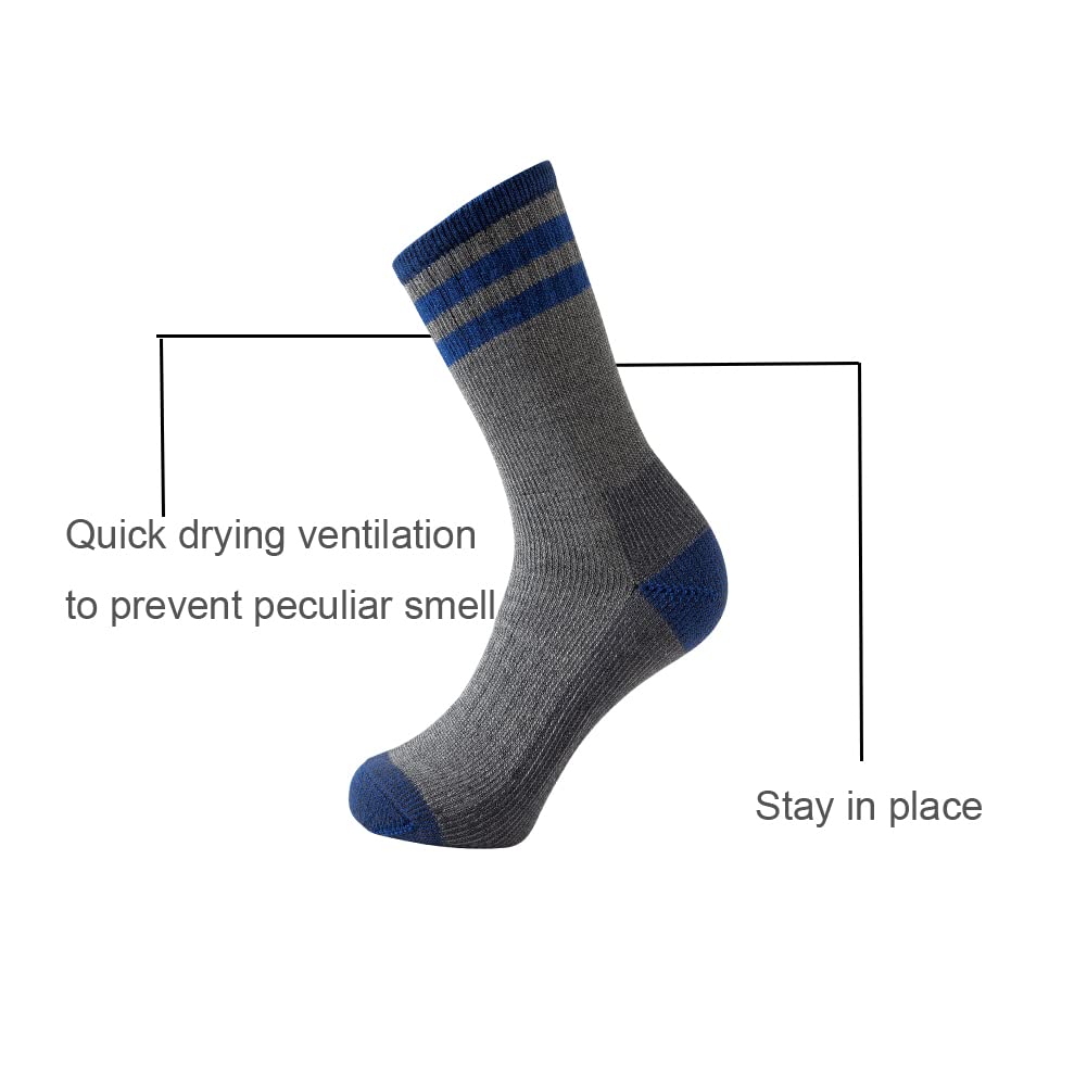 LTYRR Wool Socks for Men 70% Merino Warm Thermal Boot Socks Breathable 1Pairs Light grey blue