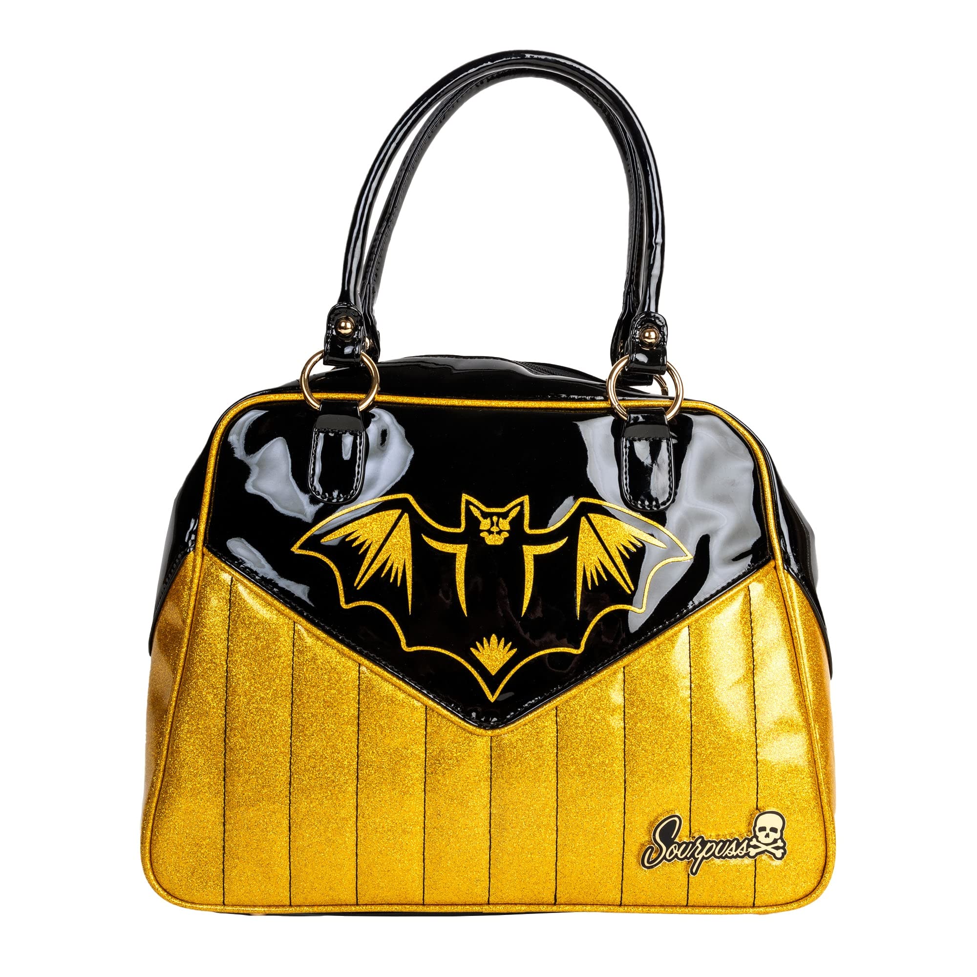Sourpuss Bowler Bag Purses (Nokturnal Bat, Gold)