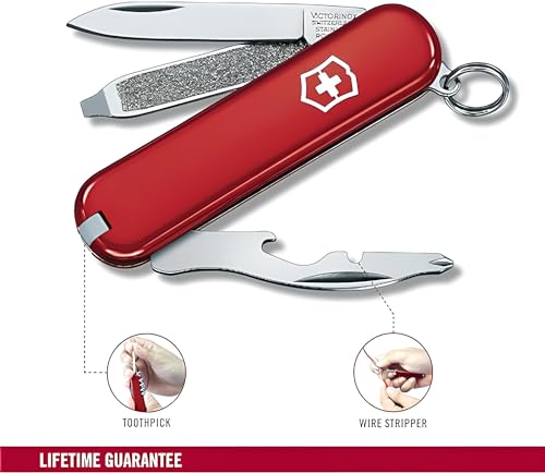 Victorinox Rally 58mm Swiss Army Knife - 9 Function Small Pocket Knife, Red