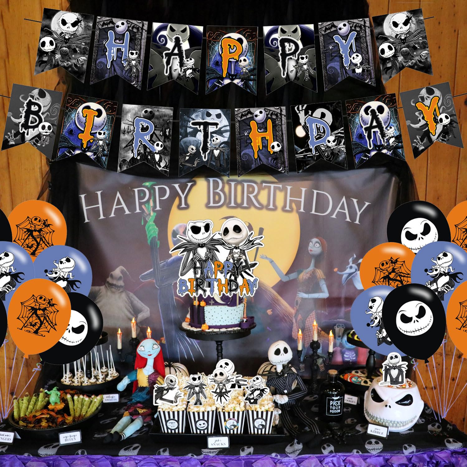 ๐๐ช๐ฌ๐ด ๐ข๐ด๐ฎ๐ต๐ต๐ฒ๐ท๐ฐ๐ฝ๐ธ๐ท Party Decorations,Birthday Supplies For Halloween ๐๐ช๐ฌ๐ด ๐ข๐ด๐ฎ๐ต๐ต๐ฒ๐ท๐ฐ๐ฝ๐ธ๐ท Includes Banner - Cake Topper 12 Cupcake Toppers 18 Balloons