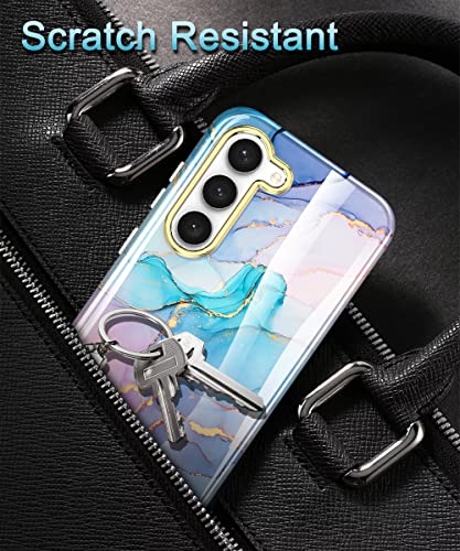 Turquiase for Samsung Galaxy S23 Plus Case with 2pcs Tempered Screen Protector&1pcs Len Camera Protector, Lightweight and Stylish Full Body Shockproof Protective Rugged TPU Case for Galaxt S23 Plus