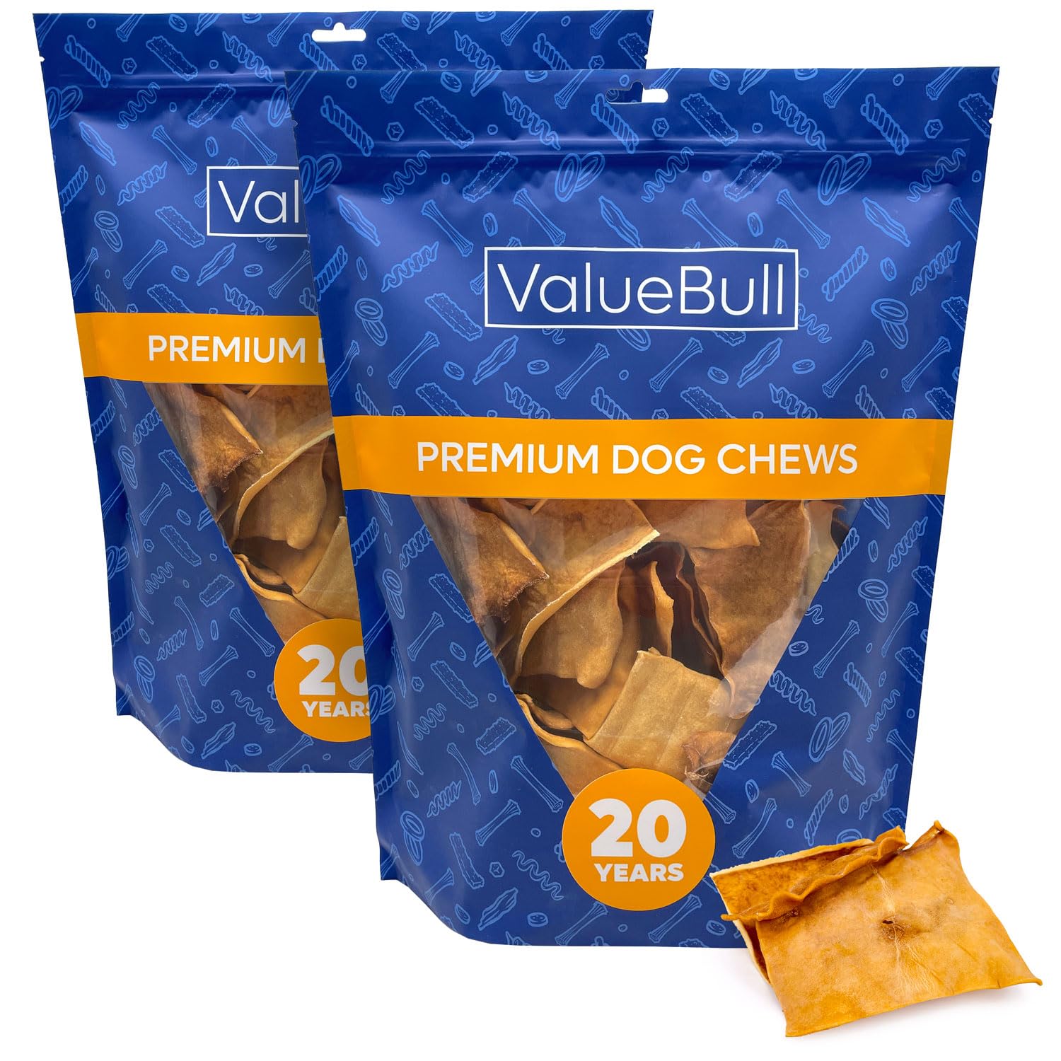 ValueBull USA Collagen Chips, Beef Dog Chews, Natural Chicken Flavor, 2 Pound - Natural & Safe, Single Ingredient, Long Lasting, Healthy for HIPS, Joints, Skin & Coat