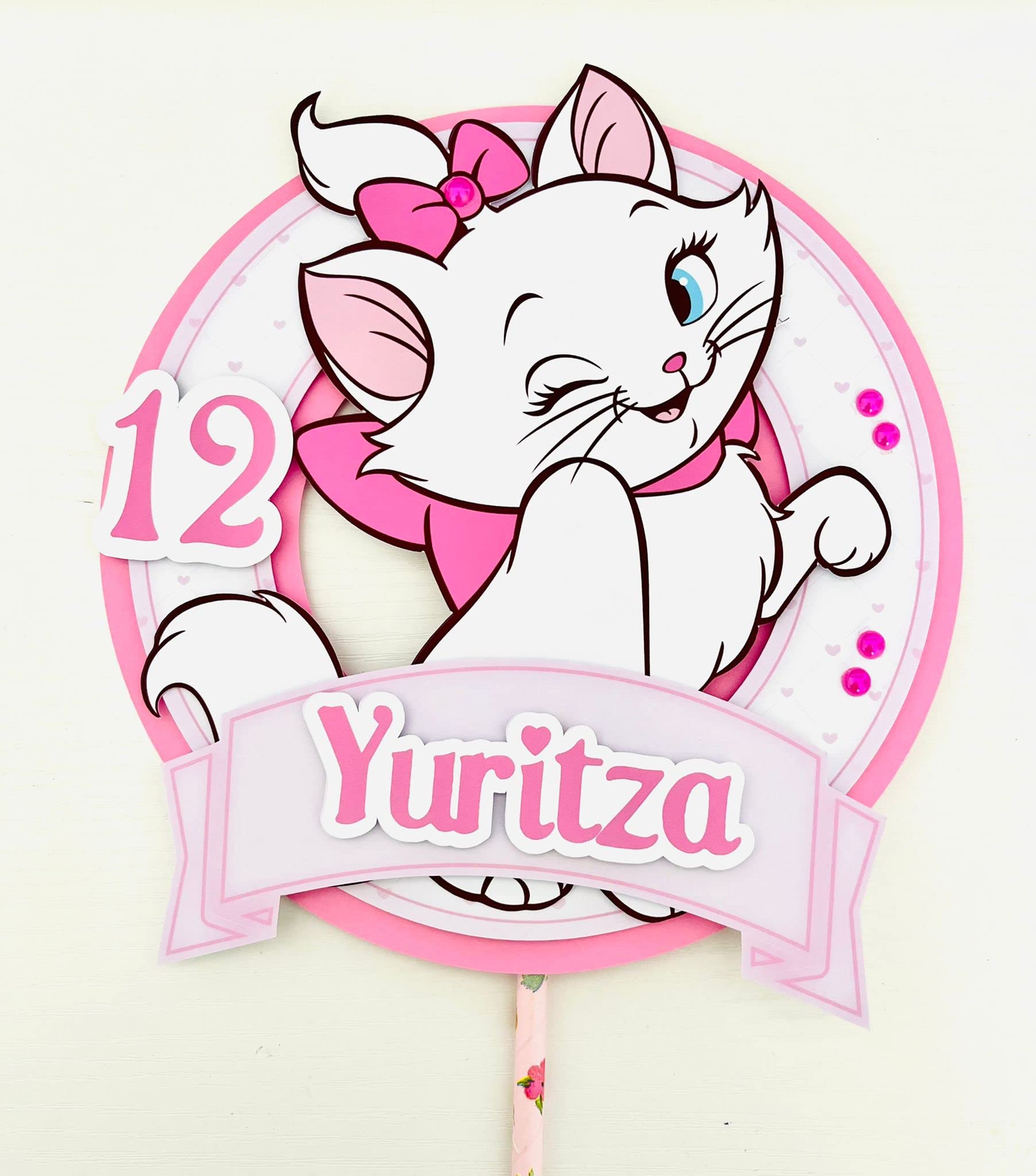 Personalized Marie the cat Themed Cake Topper