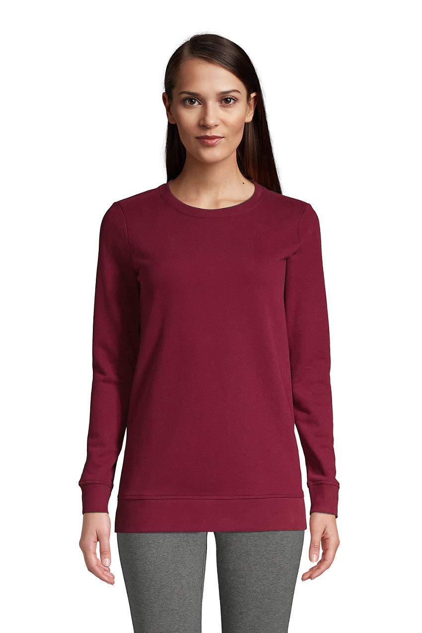Lands' End Womens Long Sleeve Sweatshirt Tunic Rich Burgundy Regular Medium
