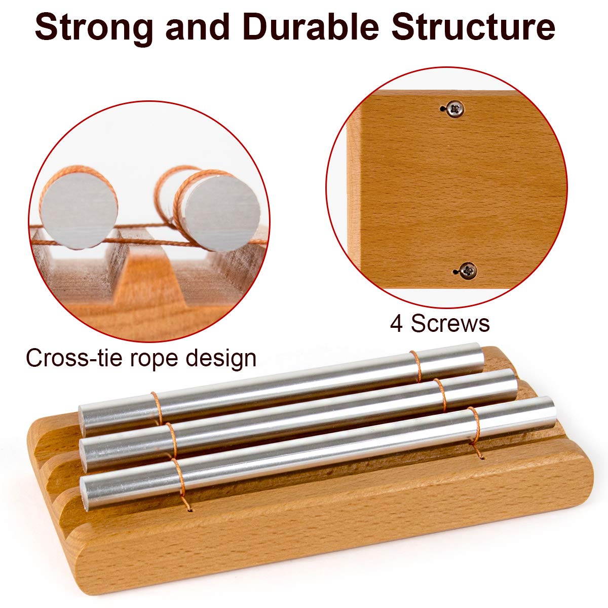 Meditation Trio Chime, AKLOT Chime Three Tone Trio Chime Bell Hand Percussion Chimes for Prayer Meditation Yoga Teachers' Classroom Management