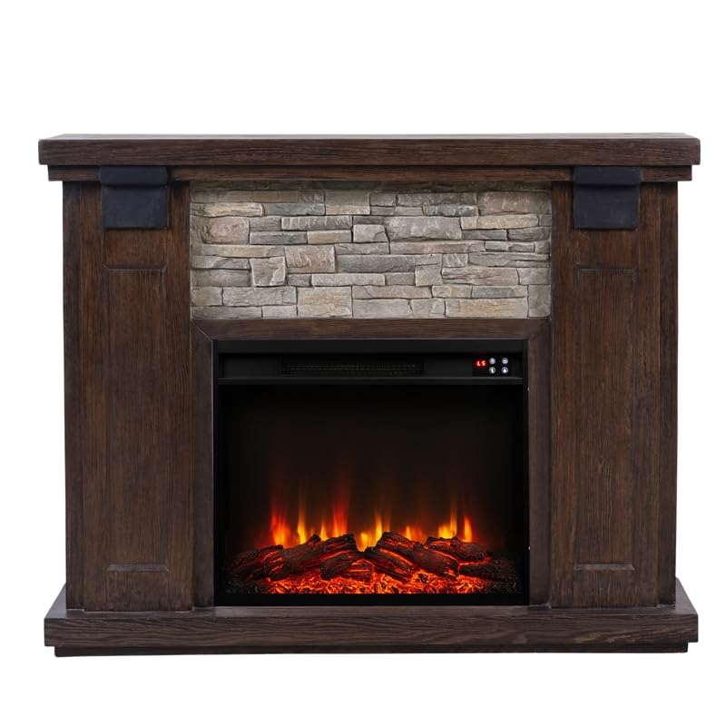 LIVILAND 48" Magnesium Oxide Freestanding Electric Fireplace - Brown