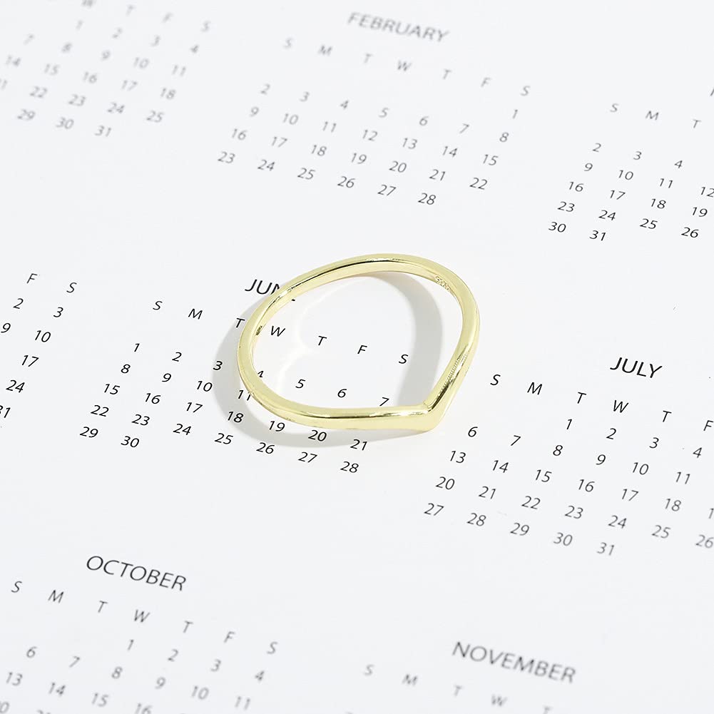 LuckyAmor Statement Heart Promise Ring for Women Plain Pointed Design Stainless Steel Simple Wedding Ring Smooth Polished Surface Silver/Gold Tone (Gold, 9)