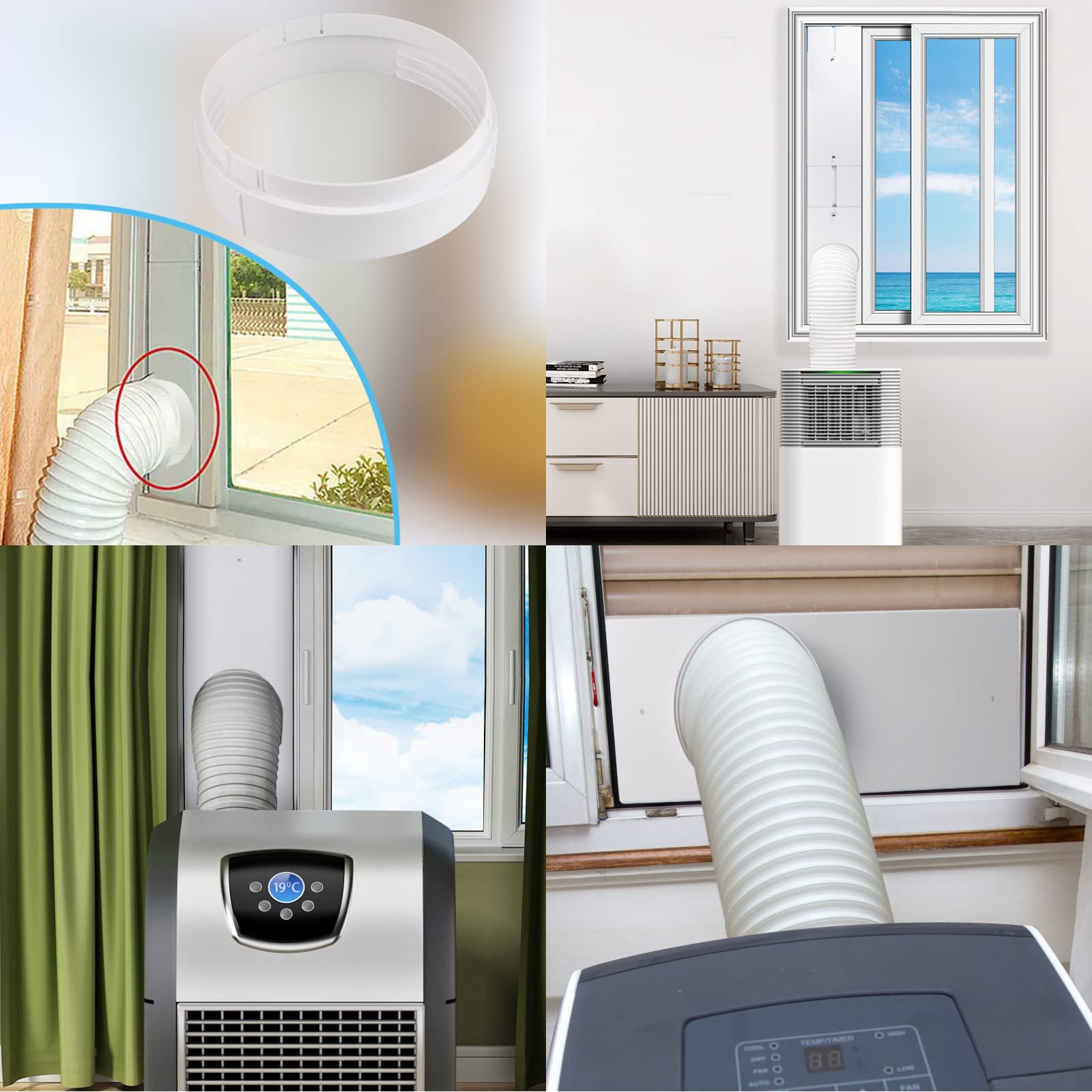 Portable Air Conditioner Window Kit with 5.9" Coupler & Sealing Tape, Universal Sliding Window Slide Seal Plates for AC Unit, AC Window Vent Kit, AC Window Seal AccessoriesâŚ