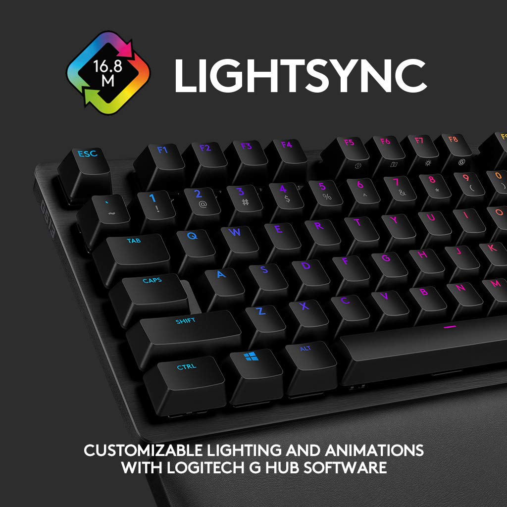 Logitech G513 Carbon LIGHTSYNC RGB Mechanical Gaming Keyboard with GX Brown Switches, Memory Foam, USB Pass-Through Port, Aircraft-Grade 5052 Aluminum Top Case - Tactile (Renewed)