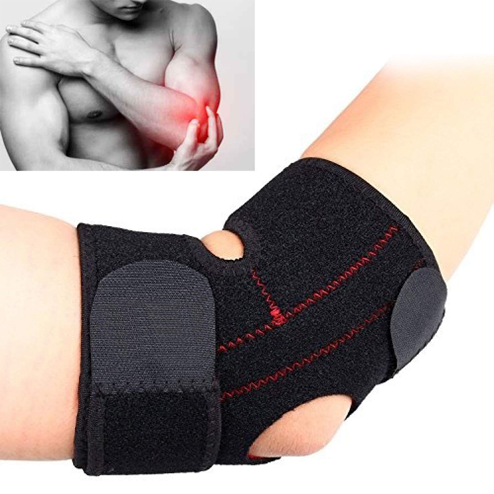 Neoprene Sports Elbow Brace Wrap, Arm Support Strap Band Adjustable for Exercise for Weightlifting for People with Easy Elbow Injuries for Tennis Golfers
