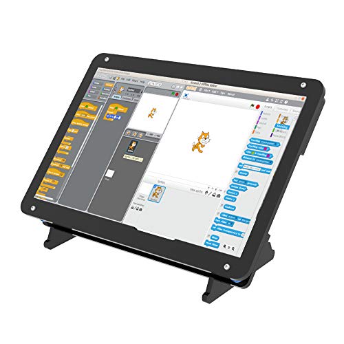 JUN-ELECTRON Portable Monitor with Acrylic Case 7 inch Screen - IPS Capacitive Display 1024x600 - Compatible for Raspberry Pi 4, Win10 IOT and Laptops - Adjustable Angle (Touch Function)