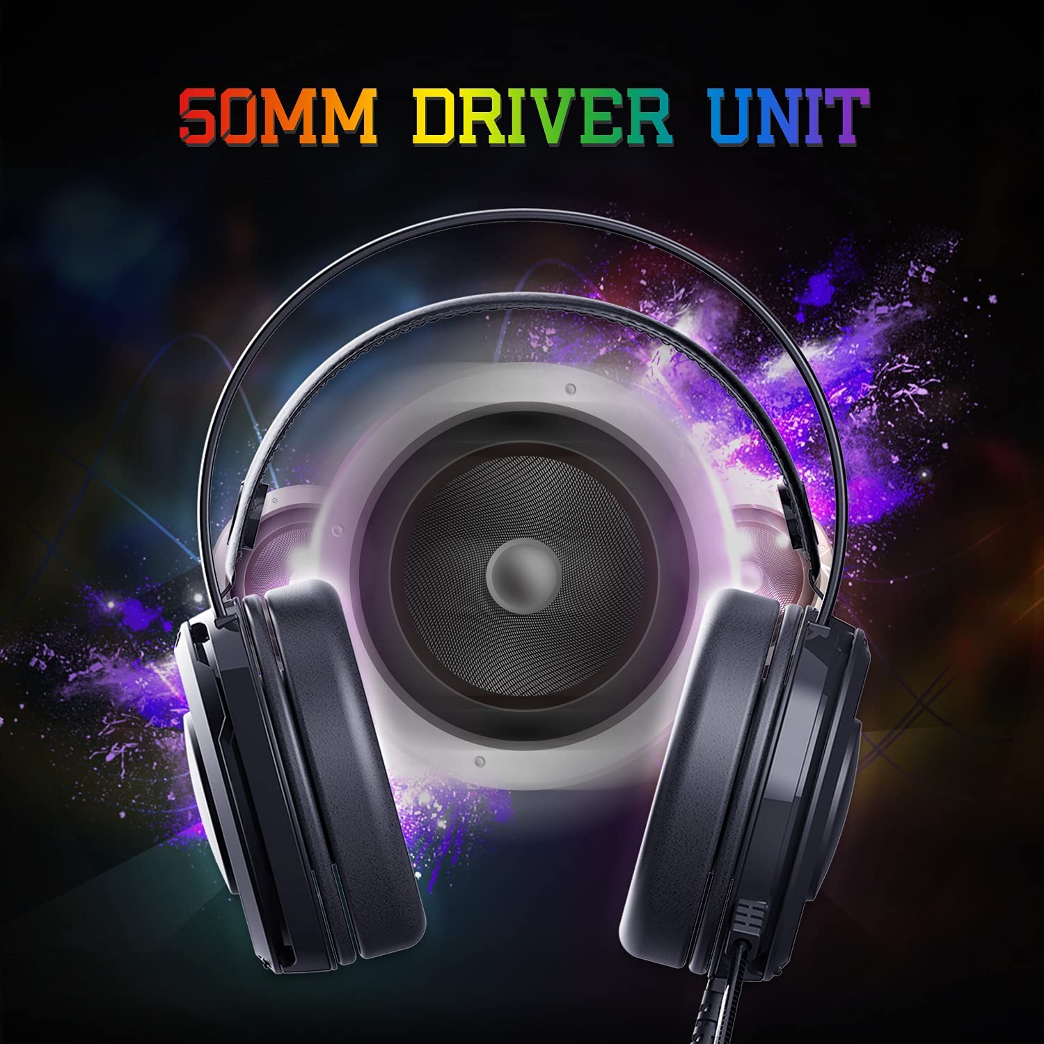 MANIC PC Gaming Headset HS-301 Wired RGB Effect Gaming Headphone with Microphone - Virtual 7.1 CH Surround Sound with Microphone, USB Type for Laptop & PC,Compatible with Windows 7910, BLACK