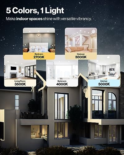 Sunco 12 Pack 4 Inch Ultra Thin LED Recessed Ceiling Lights Slim, Selectable CCT 2700K/3000K/3500K/4000K/5000K, Dimmable, 10W, Wafer Thin, Canless with Junction Box - ETL T24