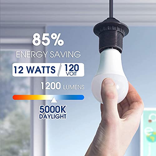 LOHAS Dimmable A19 LED Light Bulb, 12W LED Bulbs Daylight White 5000K, 75WEquivalent, 1200LM Edison Bulb, E26 Standard Base LED Bulb, UL Listed, 2 Pack